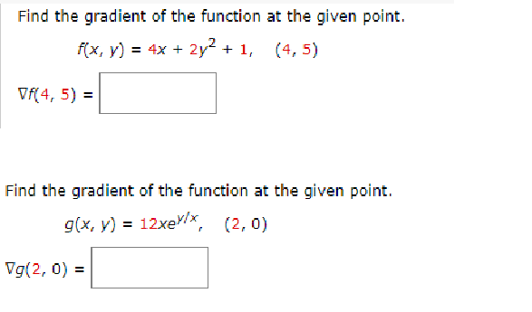 Solved Find the gradient of the function at the given point. | Chegg.com