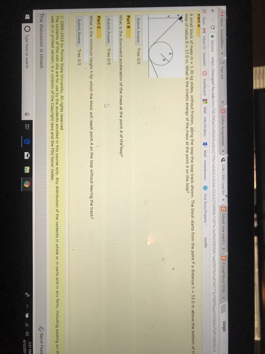Solved A small block of mass m-1.30 kg slides, without | Chegg.com