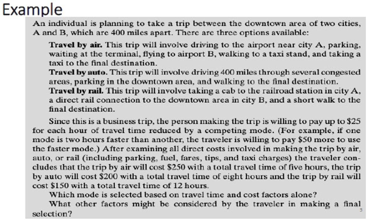 Solved Example An individual is planning to take a trip | Chegg.com