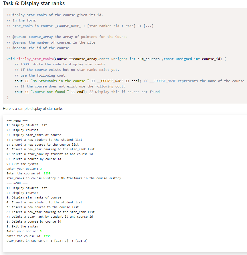 Solved Task 5: Add a new star ranking// A sorted linked list | Chegg.com