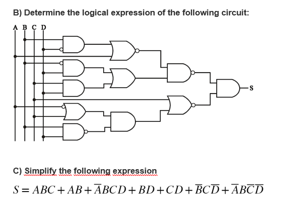 Solved B) Determine the logical expression of the following | Chegg.com