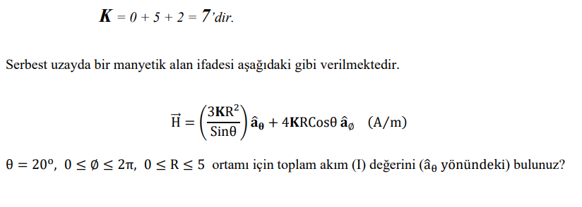 Solved K=0+5+2=7′ dir. Serbest uzayda bir manyetik alan | Chegg.com