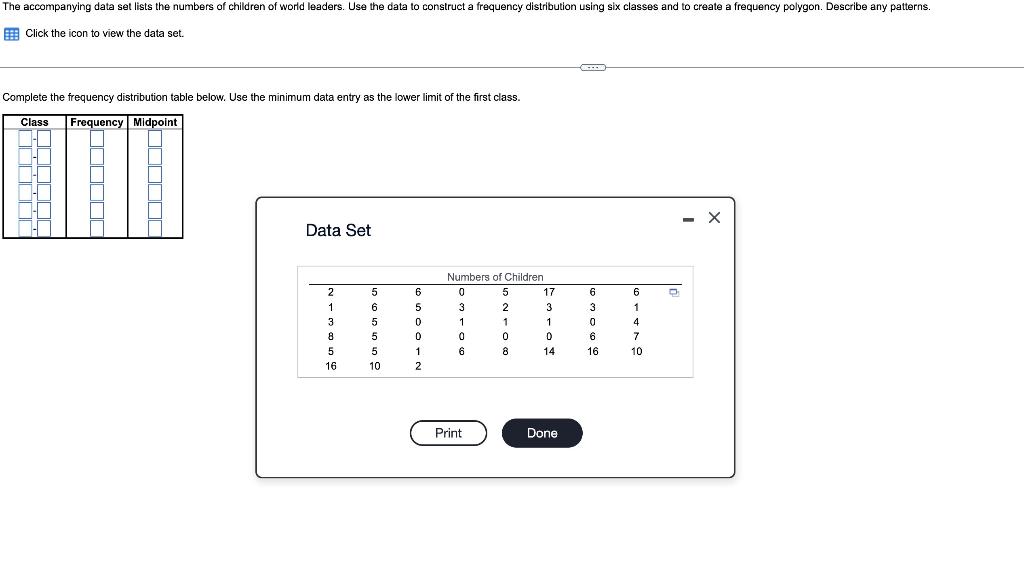 Solved The accompanying data set lists the numbers of | Chegg.com