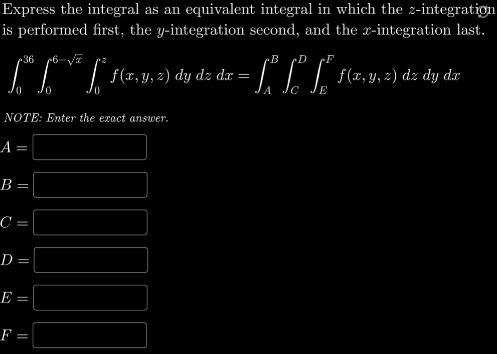 Solved Express the integral as an equivalent integral in | Chegg.com