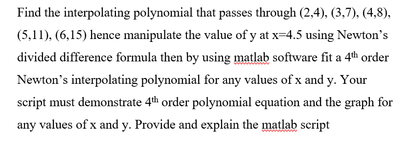 Solved Find The Interpolating Polynomial That Passes Through 5683