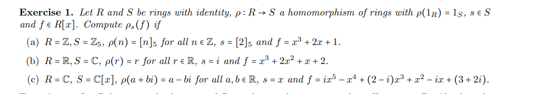 Solved Exercise 1. Let R and S be rings with identity, p: | Chegg.com