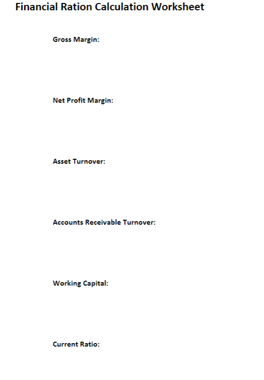 Solved - Financial Statement Worksheet ↓ showing the results | Chegg.com