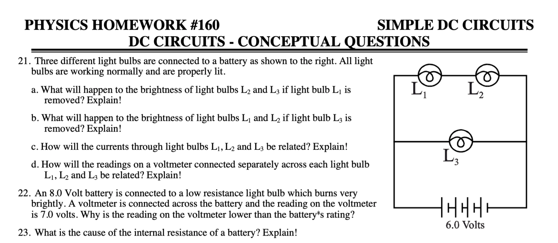 Solved PHYSICS HOMEWORK #160 SIMPLE DC CIRCUITS DC CIRCUITS | Chegg.com