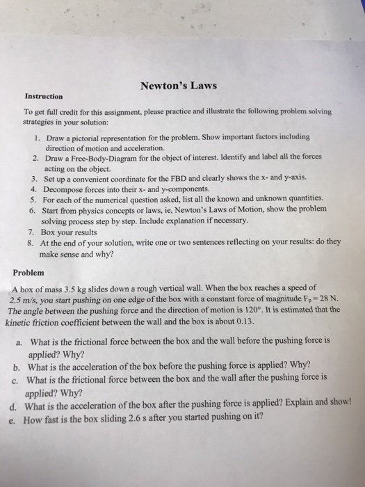 Solved Newton's Laws Instruction To get full credit for this | Chegg.com