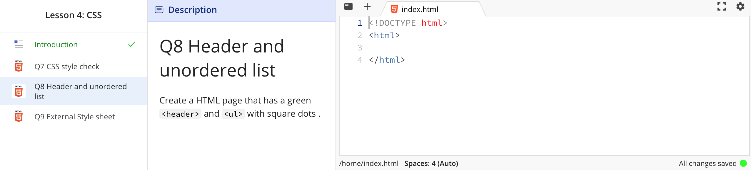 Solved Q7 CSS style check Set the tag to be red using | Chegg.com