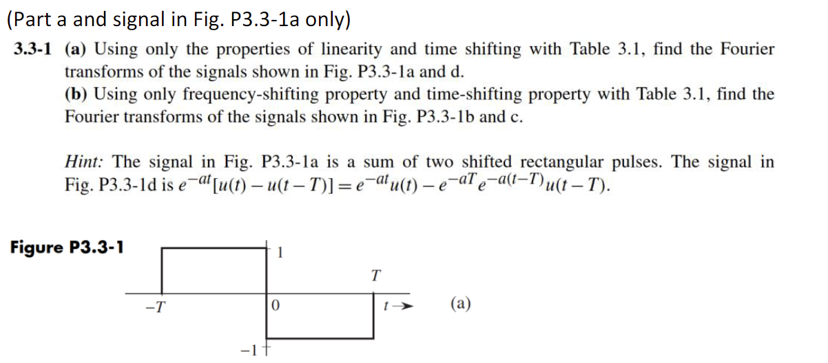 Solved (Part a and signal in Fig. P3.3-1a only) 3.3-1 (a) | Chegg.com