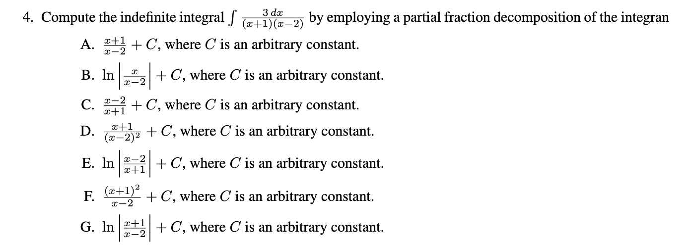 Solved 4 Compute The Indefinite Integral ∫ X 1 X−2 3dx By