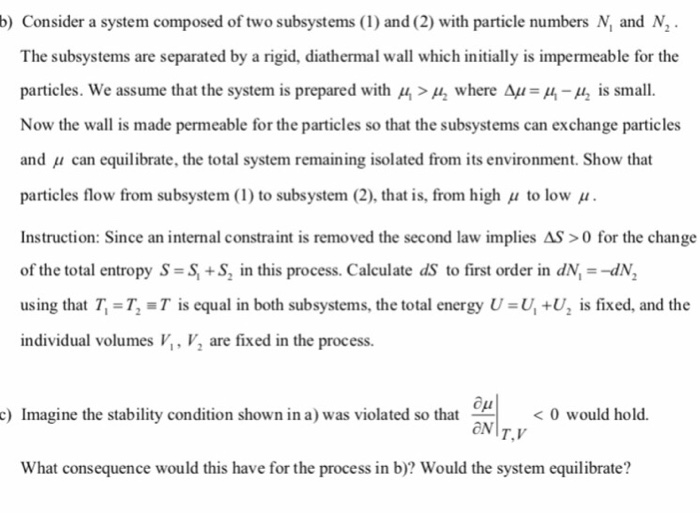 Solved b) Consider a system composed of two subsystems (1) | Chegg.com