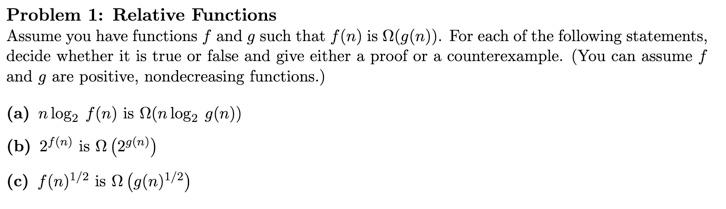Solved Problem 1: Relative Functions Assume you have | Chegg.com