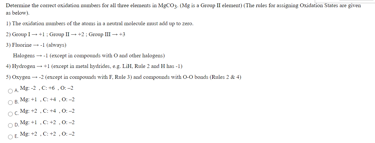 Solved Determine the correct oxidation numbers for all three | Chegg.com