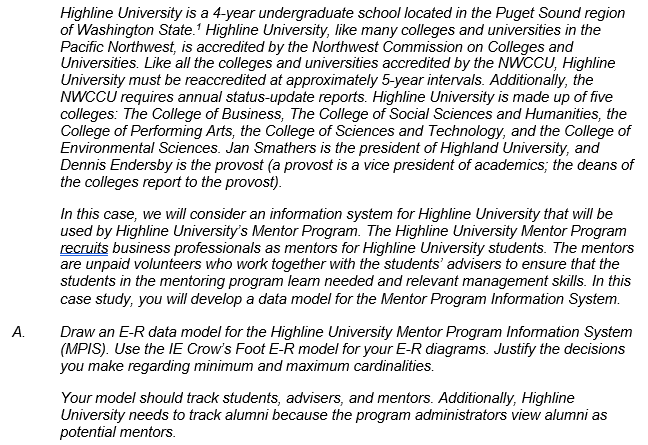 Solved Highline University is a 4-year undergraduate school | Chegg.com