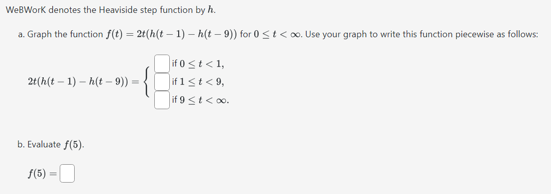 Solved Webwork Denotes The Heaviside Step Function By H A