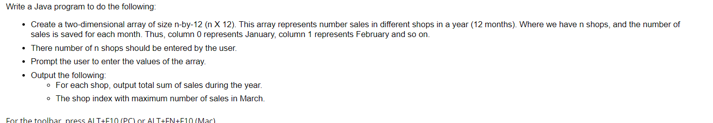 Solved Write a Java program to do the following: • Create a | Chegg.com