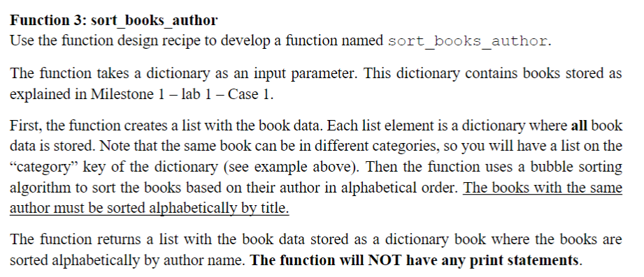 Solved Function 3: sort books author Use the function design | Chegg.com