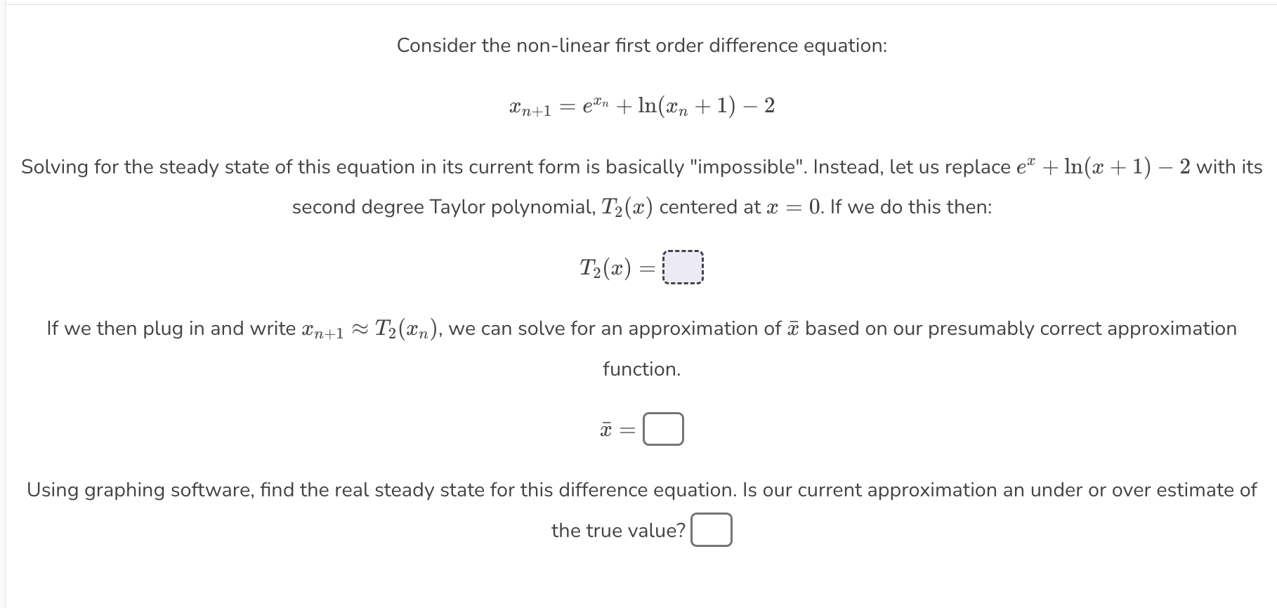 Solved Consider the non-linear first order difference | Chegg.com