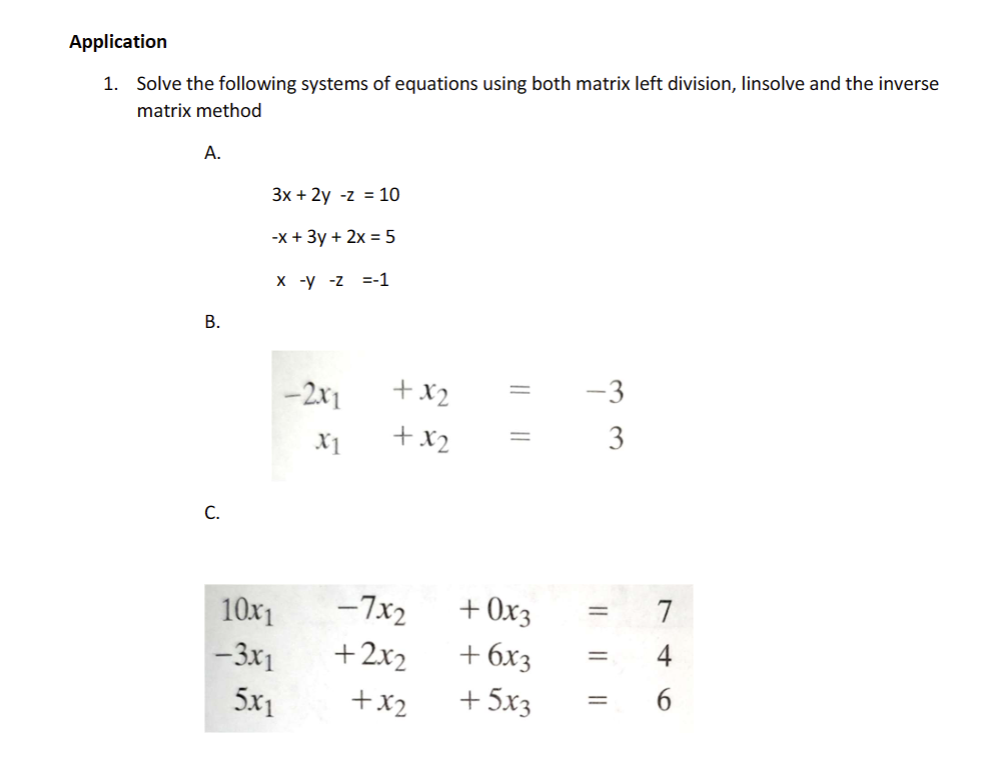 Solved 1. Solve the following systems of equations using | Chegg.com