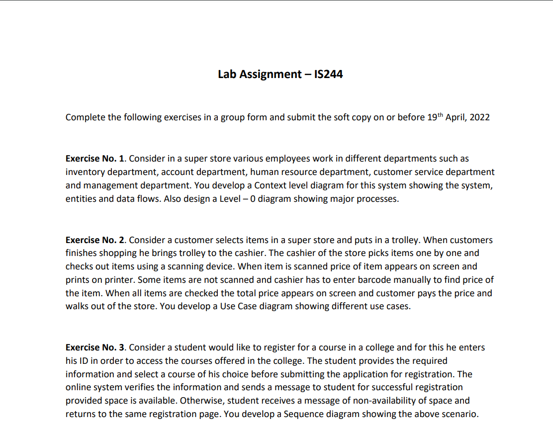 Lab Assignment - IS244 Complete the following | Chegg.com