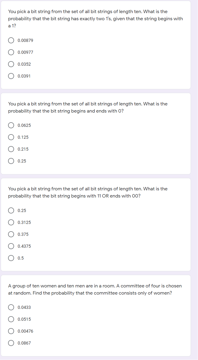 Solved You pick a bit string from the set of all bit strings | Chegg.com