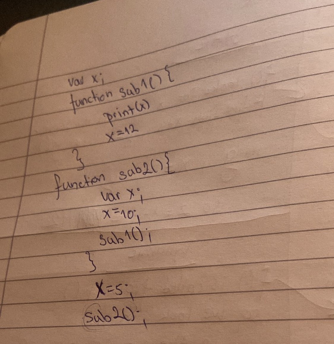 Solved Find the value of x using static and dynamic scopini | Chegg.com