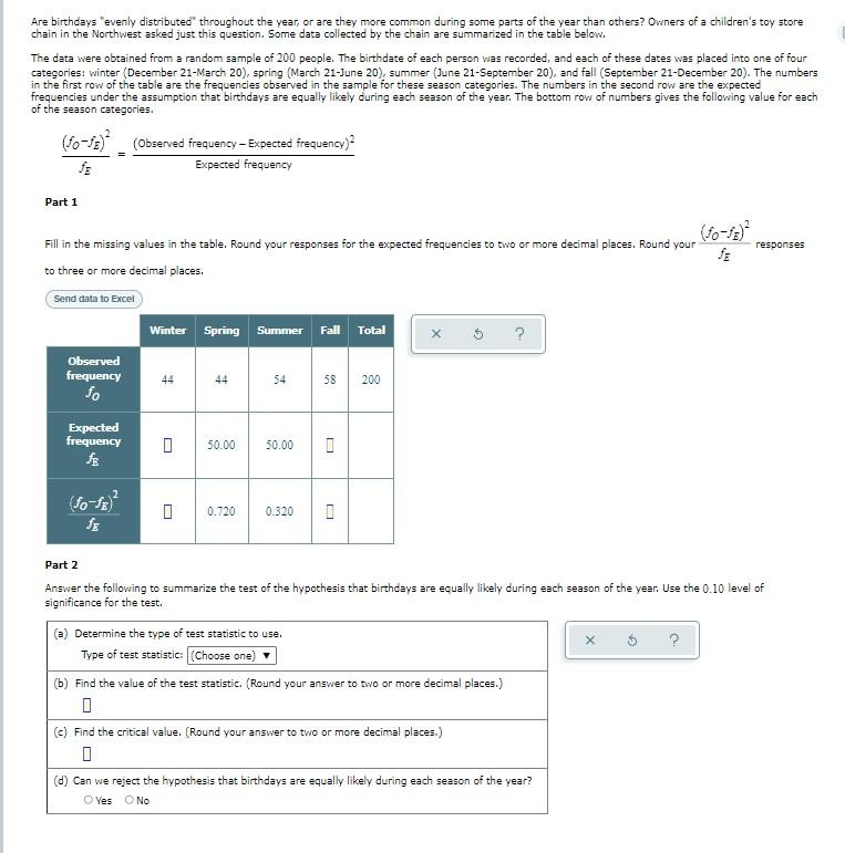 Solved Are birthdays "evenly distributed throughout the | Chegg.com