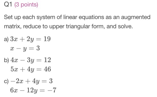 Solved Set up each system of linear equations as an | Chegg.com