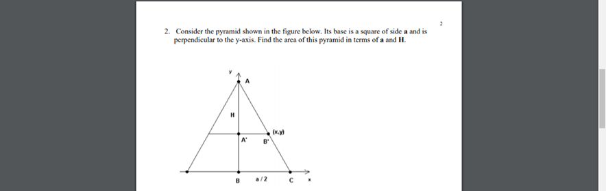 Solved 2 2. Consider the pyramid shown in the figure below. | Chegg.com