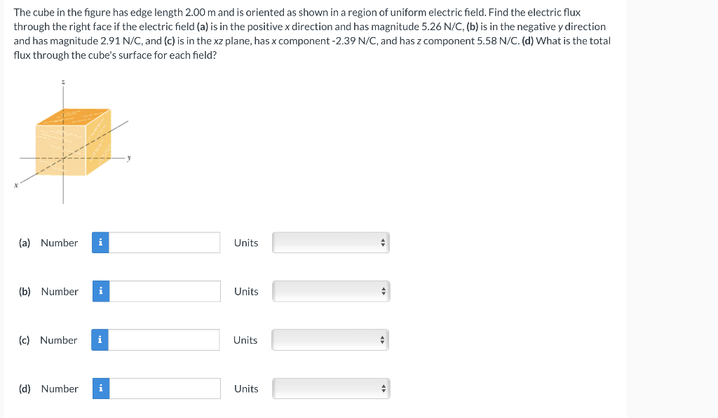 Solved The cube in the figure has edge length 2.00 m and is | Chegg.com