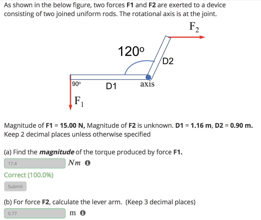 Solved As shown in the below figure, two forces F1 and F2 | Chegg.com