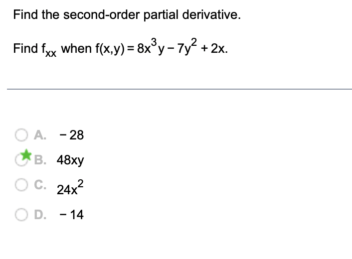 Solved Find the second-order partial derivative. Find fxx | Chegg.com