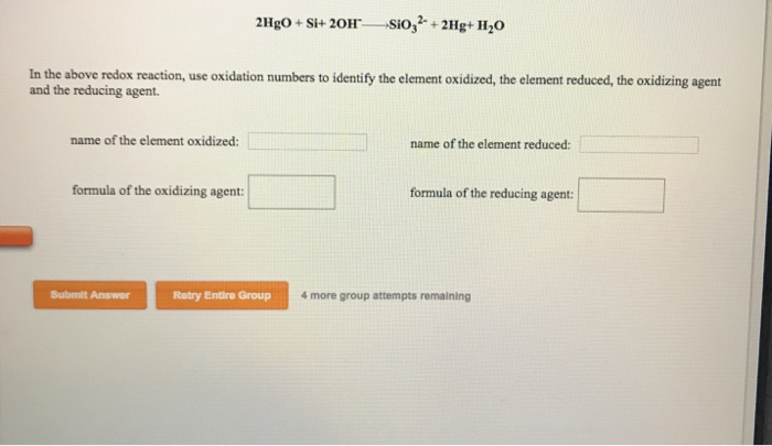 Solved +2Hg+ H20 In the above redox reaction, use oxidation | Chegg.com
