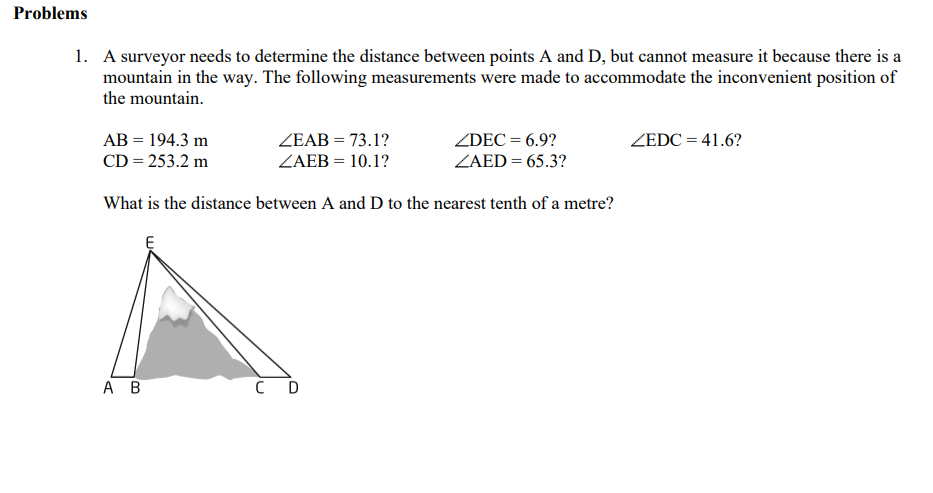 Solved ProblemsA surveyor needs to determine the distance | Chegg.com