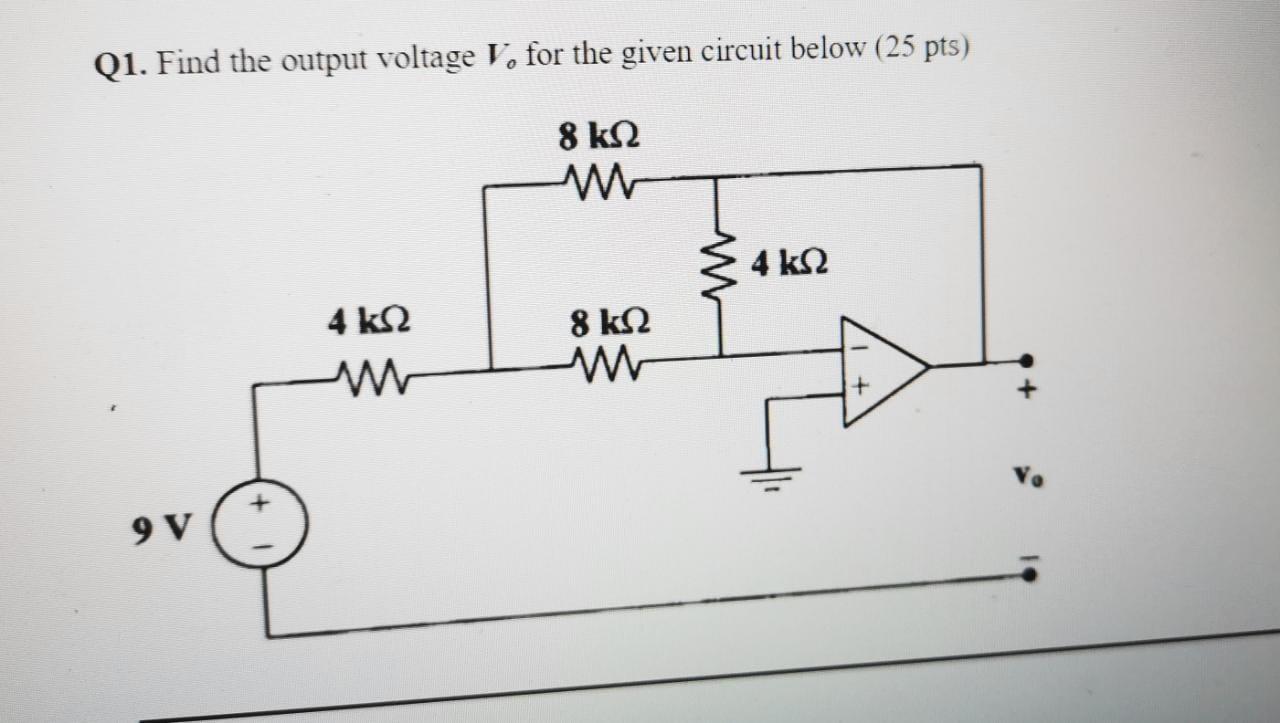Solved Q1. Find the output voltage V, for the given circuit | Chegg.com