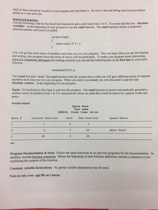 Solved Write a C++ program to play a game called space race | Chegg.com