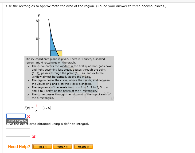 Solved Use the rectangles to approximate the area of the | Chegg.com