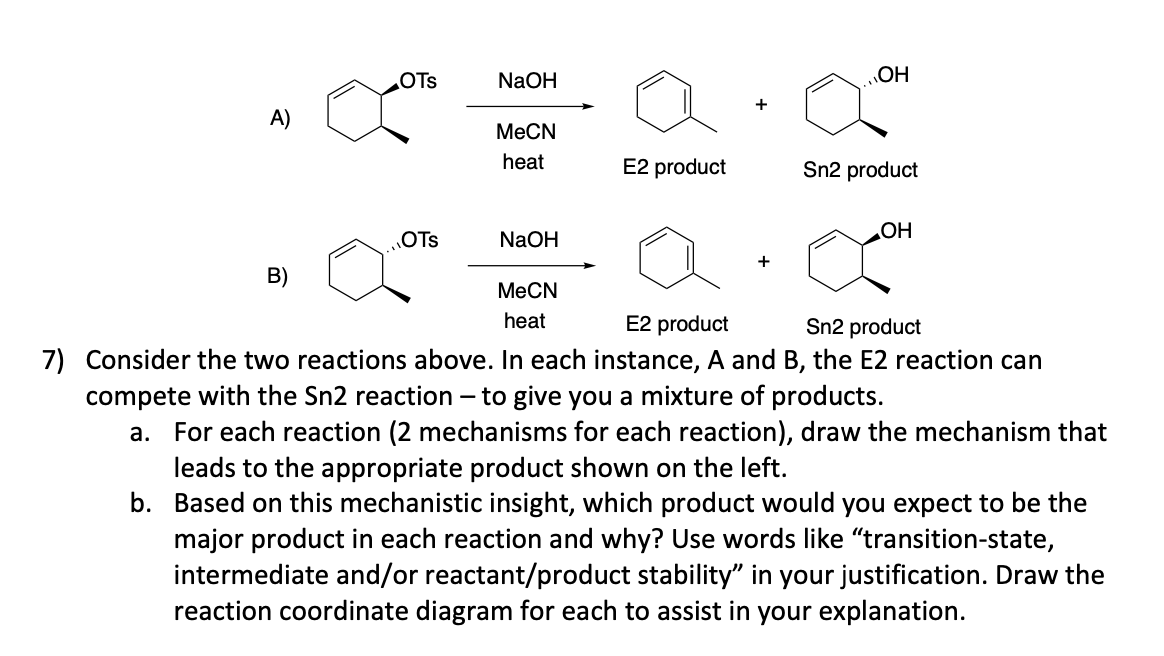 A) heat B) heat E2 product E2 product + Sn2 product + | Chegg.com