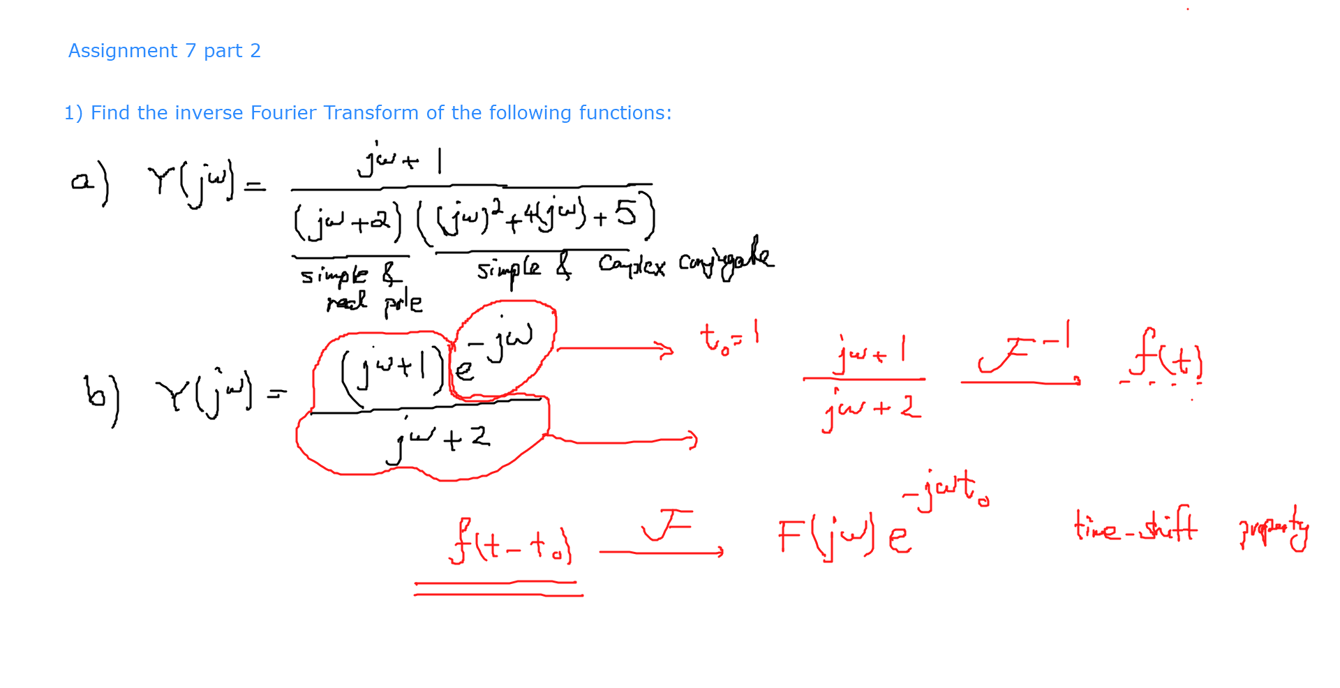Solved Assignment 7 part 2 1) Find the inverse Fourier | Chegg.com