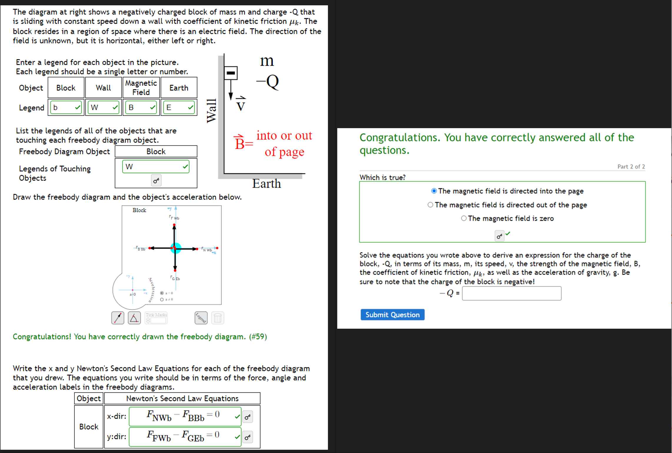 Solved The diagram at right shows a negatively charged block | Chegg.com