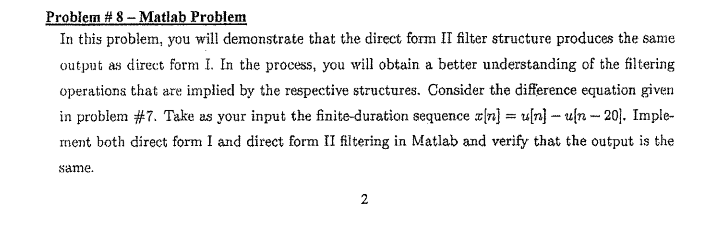 Solved Problem # 8-Matlab Problem In this problem, you | Chegg.com