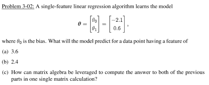 Solved Problem 3-02: A single-feature linear regression | Chegg.com