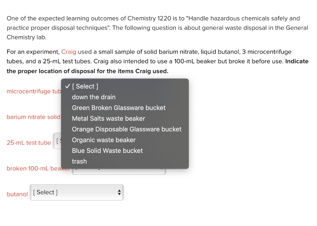 Solved One of the expected learning outcomes of Chemistry | Chegg.com
