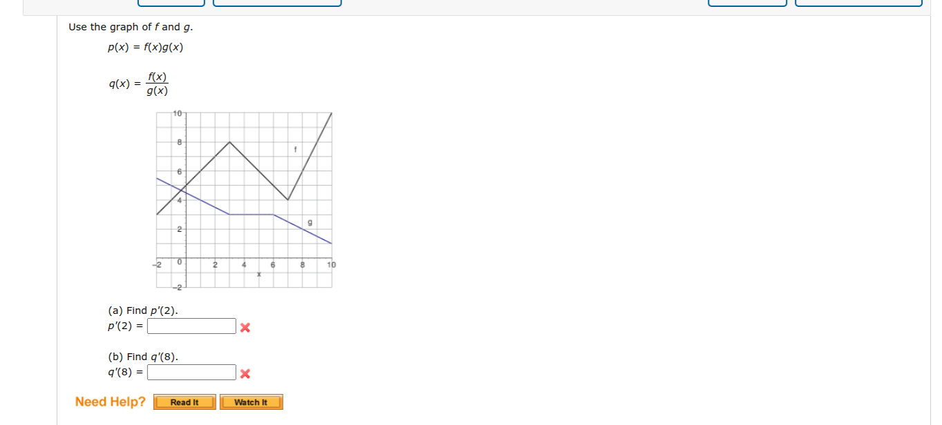 Solved Use the graph of f and g. p(x) = f(x)g(x) 9(x) = f(x) | Chegg.com