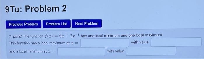 Solved 9Tu: Problem 1 Next Problem Previous Problem Probler | Chegg.com