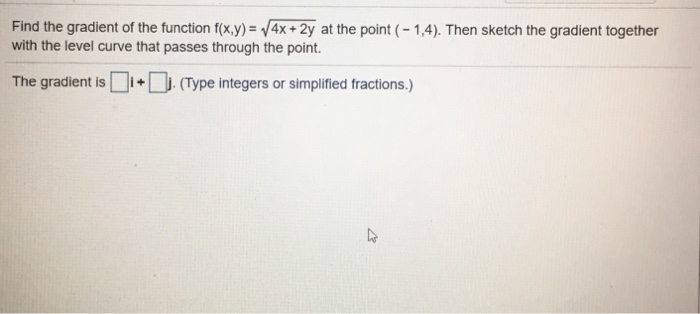 Solved Find the gradient of the function f(x,y)- 4x+2y at | Chegg.com