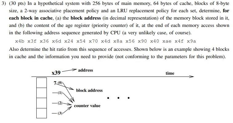 Solved 3) (30 pts) In a hypothetical system with 256 bytes | Chegg.com