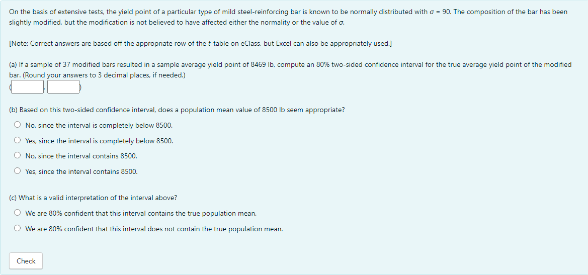 Solved On the basis of extensive tests, the yield point of a | Chegg.com